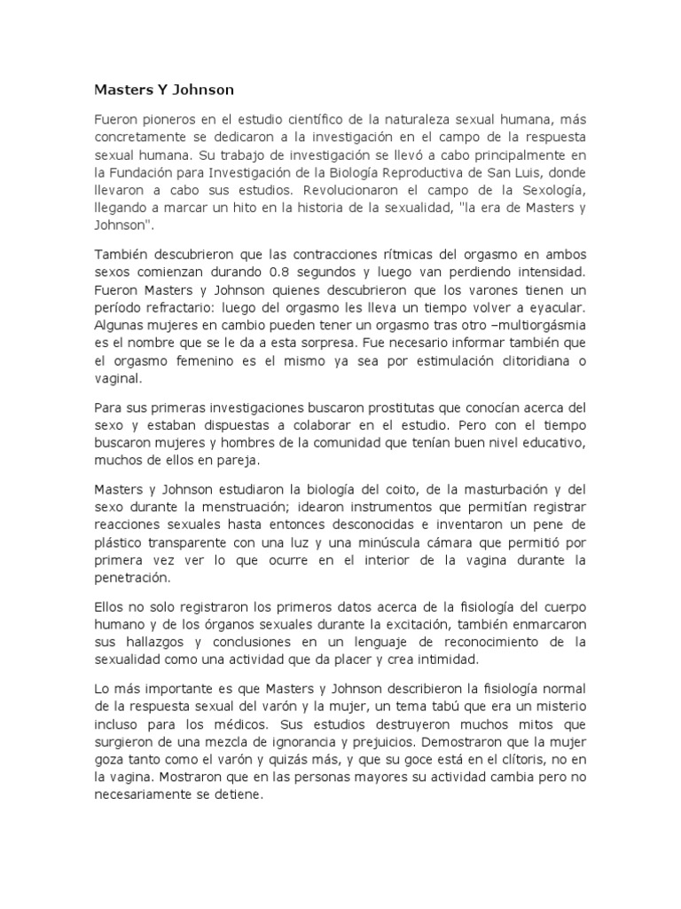 Masters Y Johnson | PDF | Orgasmo | Vagina