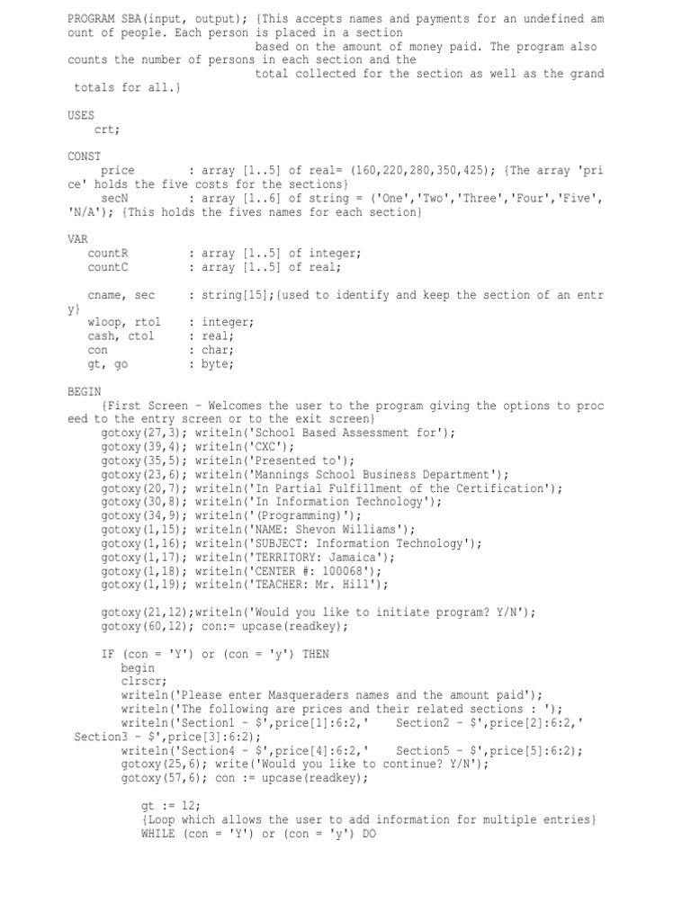 Pascal Sba | PDF | Computer Programming | Computing