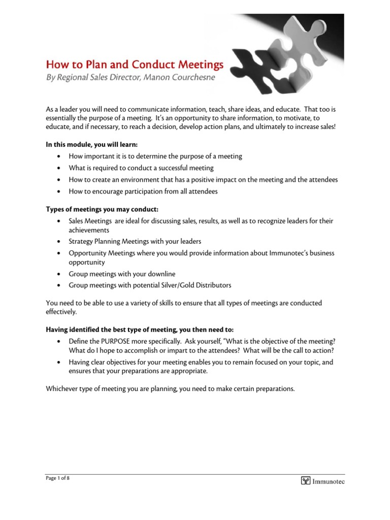 Effective Meeting Planning Guide | PDF | Nonverbal Communication | Question