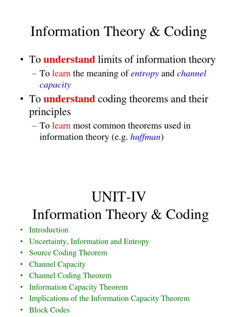 Information Theory & Coding: Understand | PDF | Discrete Mathematics | Applied Mathematics