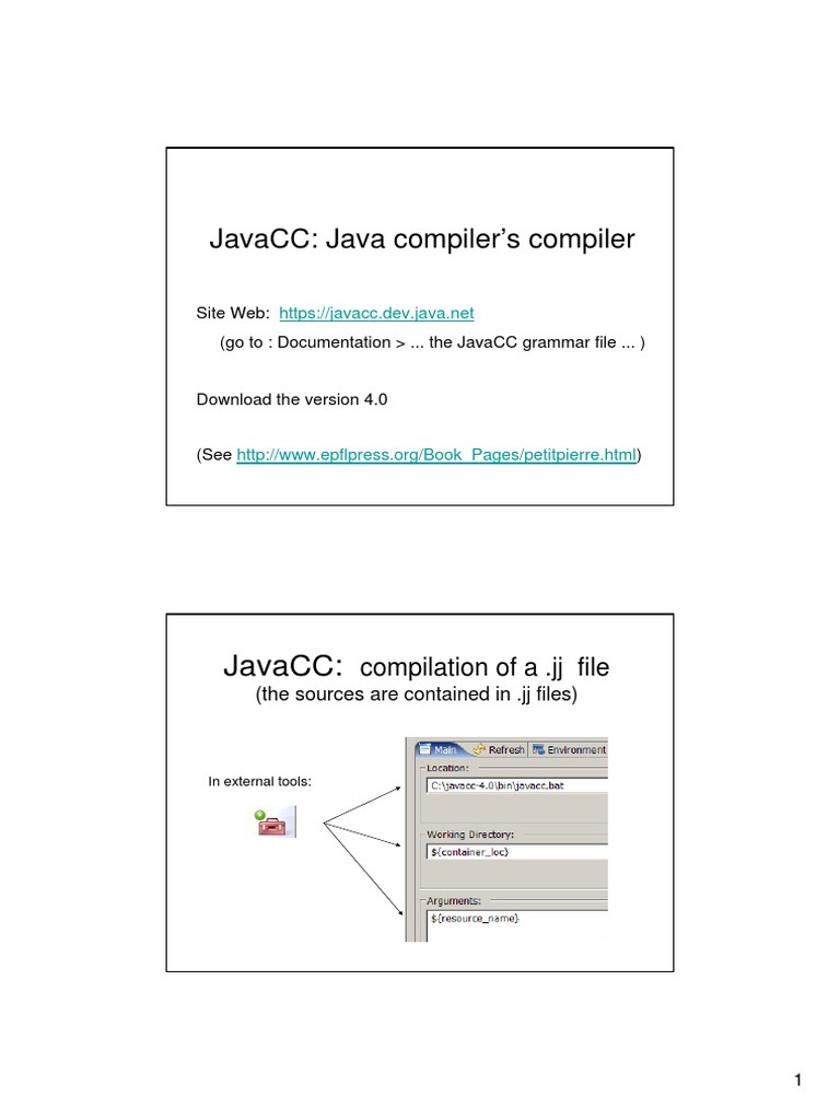 JavaCC Intro | PDF | Parsing | Syntax (Logic)