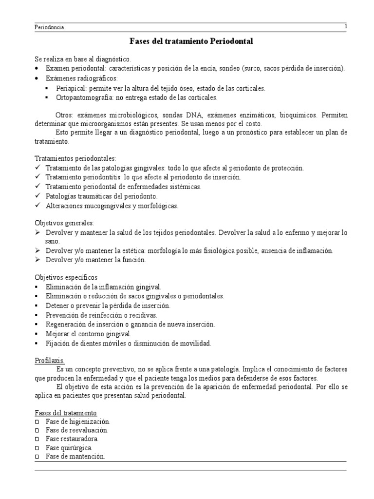 Fases Del Tratamiento Periodontal | PDF | Diente humano | Odontología