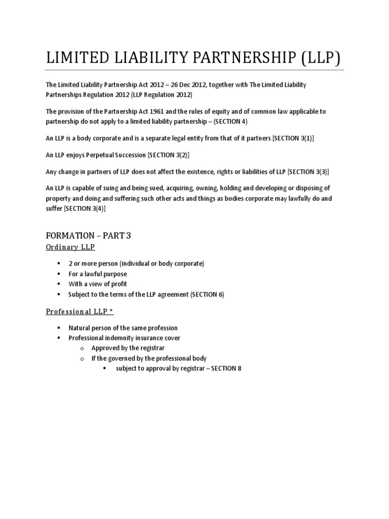Limited Liability Partnership | Limited Liability Partnership ...