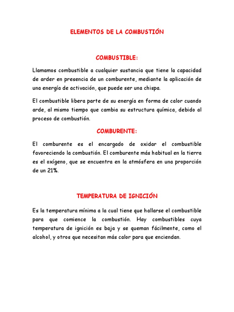 Elementos Clave de la Combustión | PDF | Tecnología