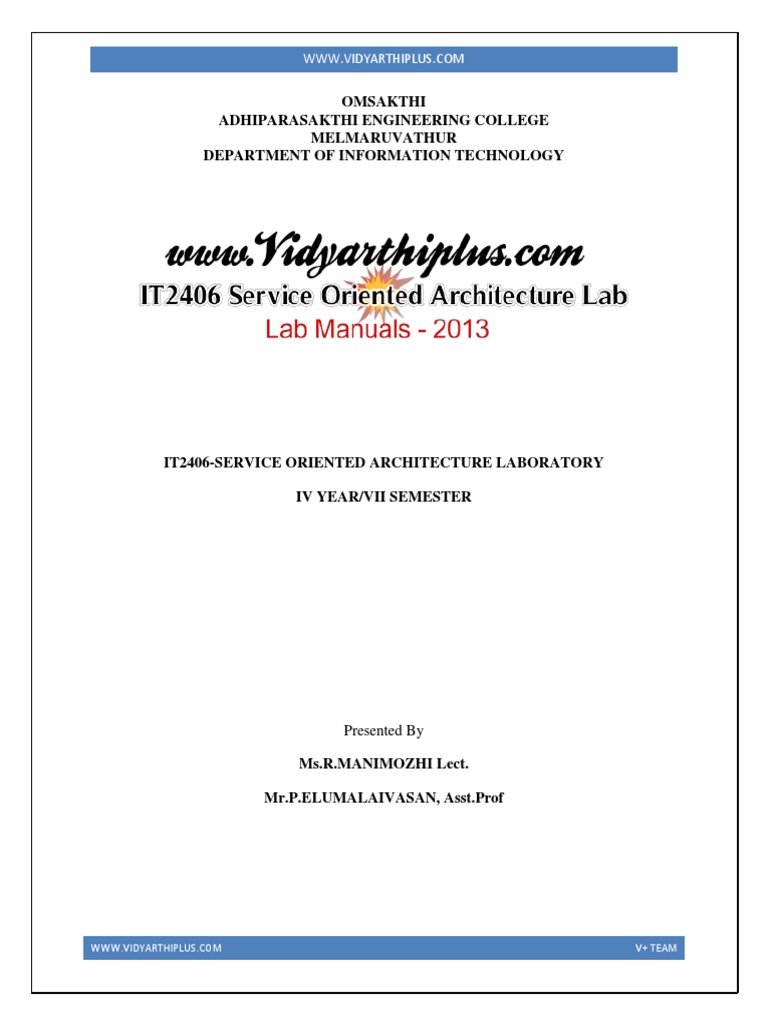 Labmanual SOA IT2406 | Download Free PDF | Java Servlet | Enterprise Java Beans