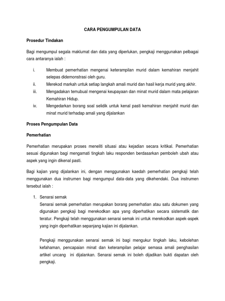 Kaedah Pengumpulan Data | PDF