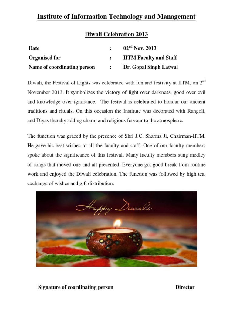Diwali Celebration at IITM 2013 | PDF | Career & Growth