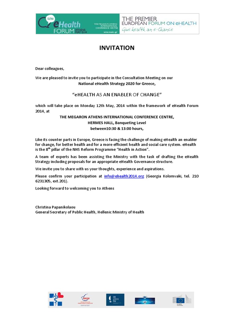Ehealth Consultation Meeting Invitation | PDF | Science & Mathematics