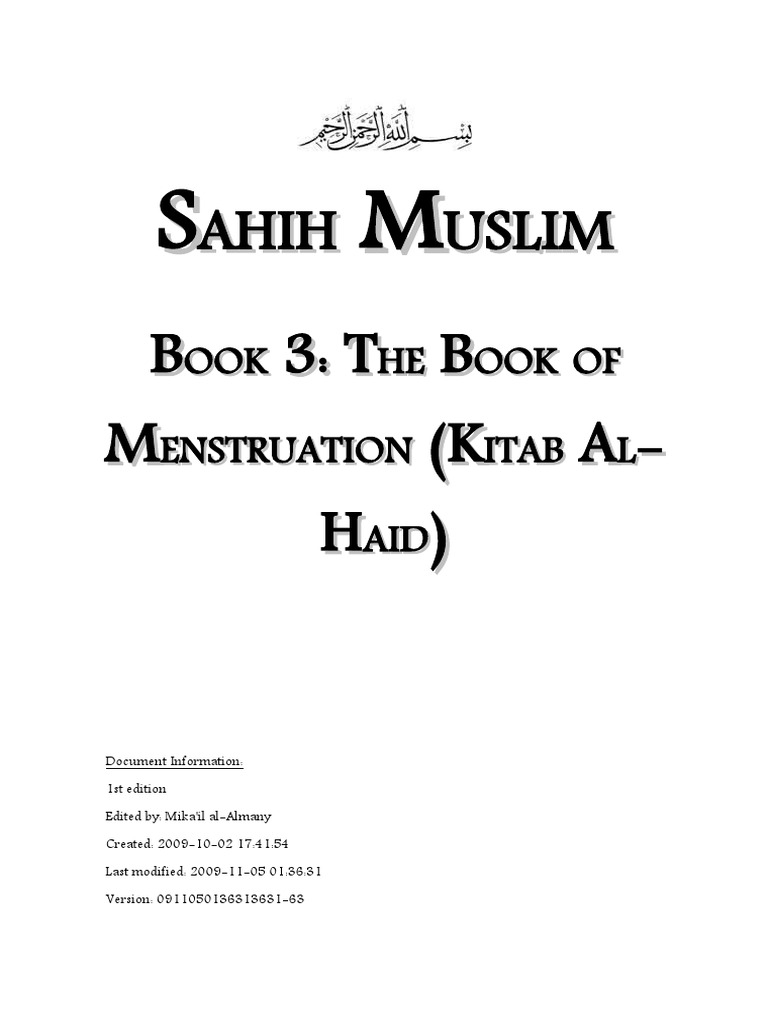 Sahih Muslim - Book 03 - The Book of Menstruation (Kitab Al-Haid) | PDF ...