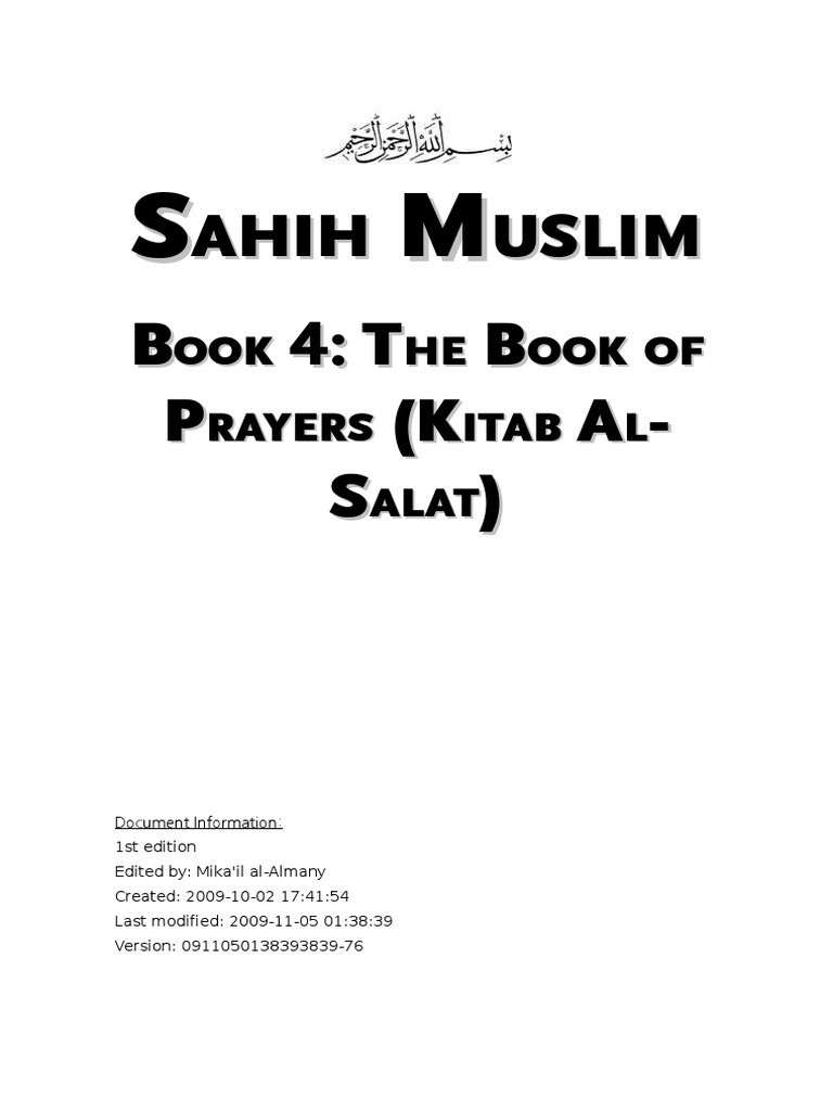 Sahih Muslim - Book 04 - The Book of Prayers (Kitab Al-Salat) | PDF ...