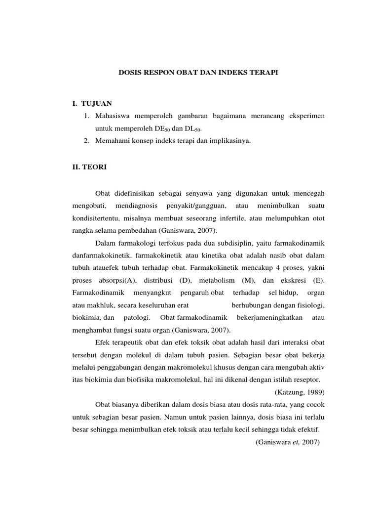 Dosis Respon Obat Dan Indeks Terapi | PDF