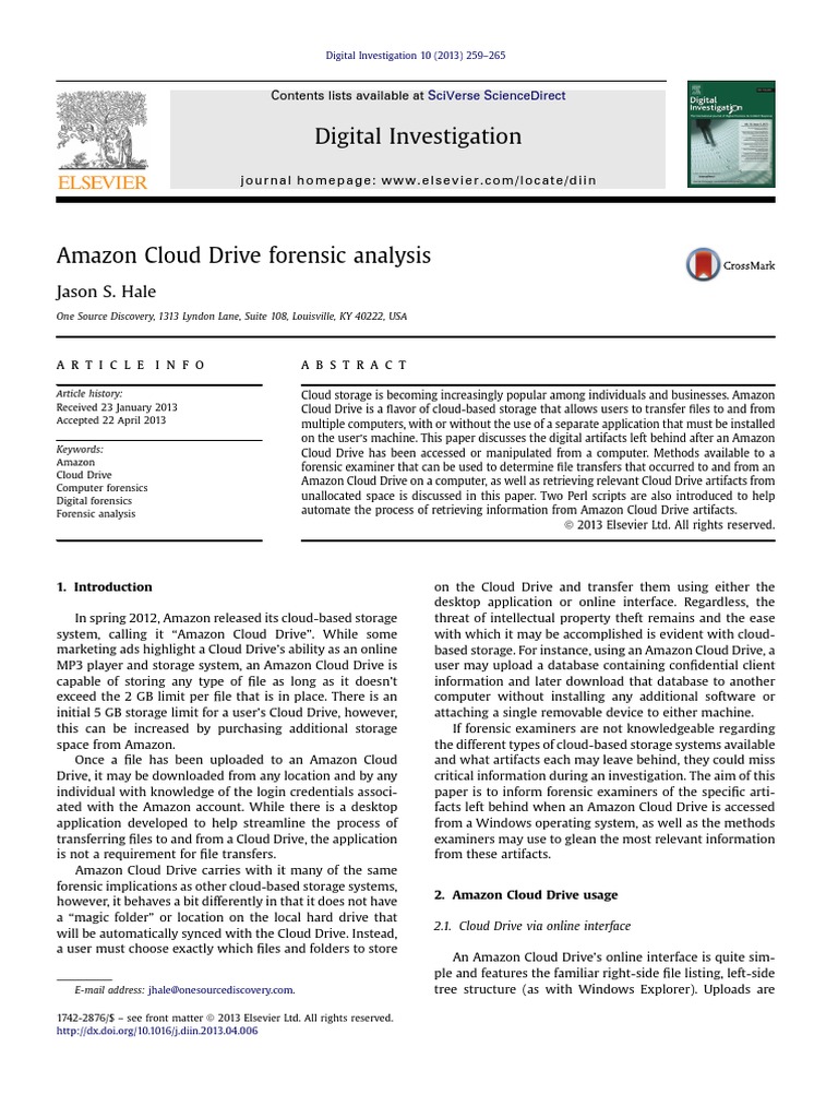 Amazon Cloud Drive Forensic Analysis | PDF | Computers