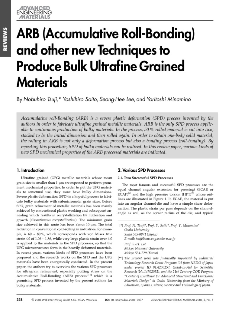 Accumulative Roll Bonding | PDF | Rolling (Metalworking) | Fracture
