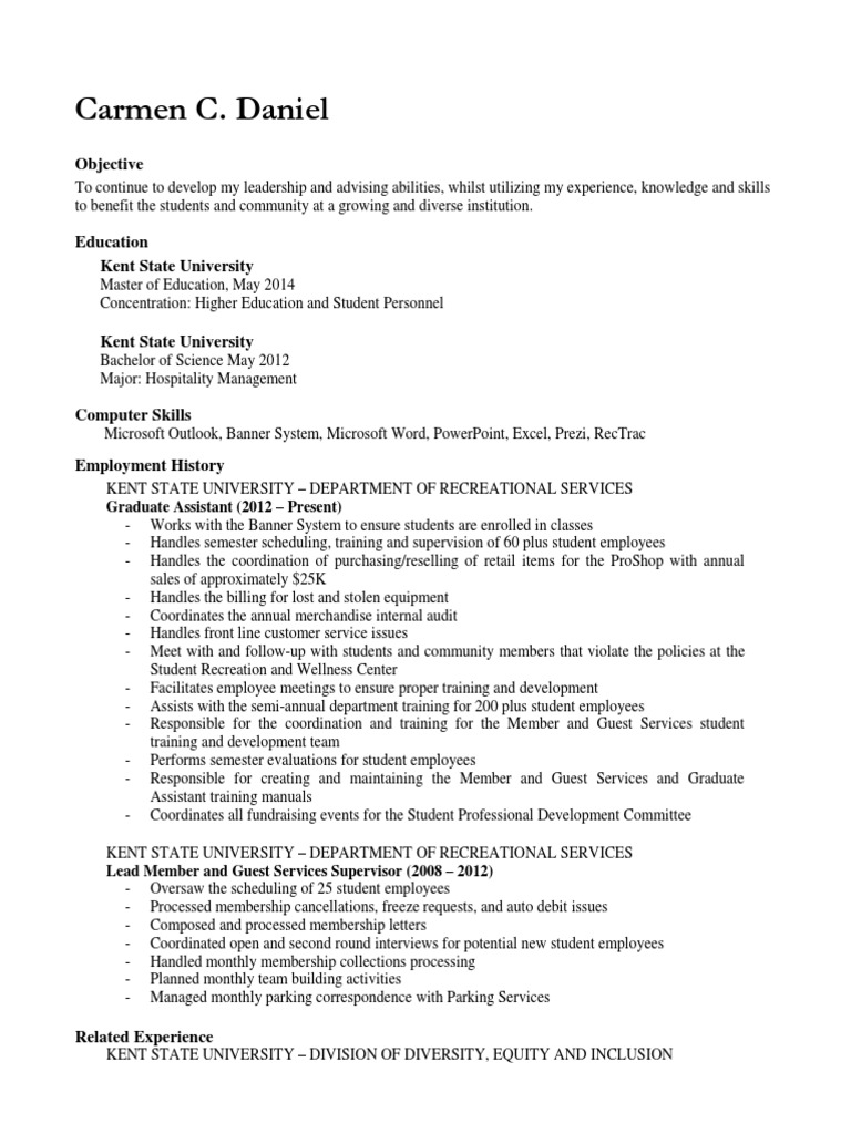 Carmen Daniel - Resume For E-Portifolio | PDF | Human Services | Employment