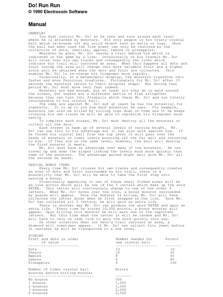 AMIGA - Do! Run Run Manual | PDF | Electronic Games | Gaming