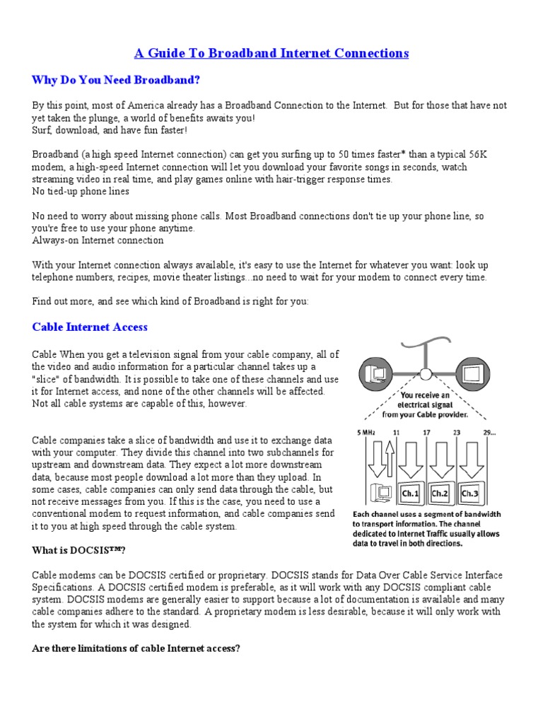 A Guide To Broadband Internet Connections | PDF | Digital Subscriber ...