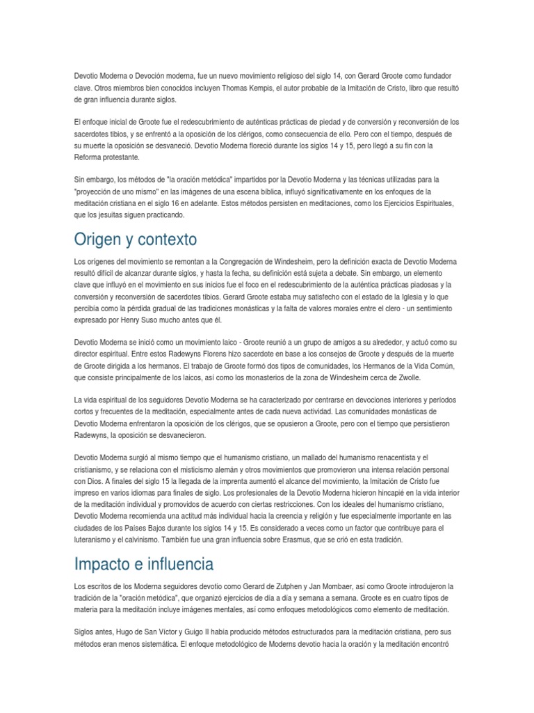 Devotio Moderna o Devoción Moderna | PDF | Comportamiento religioso y ...