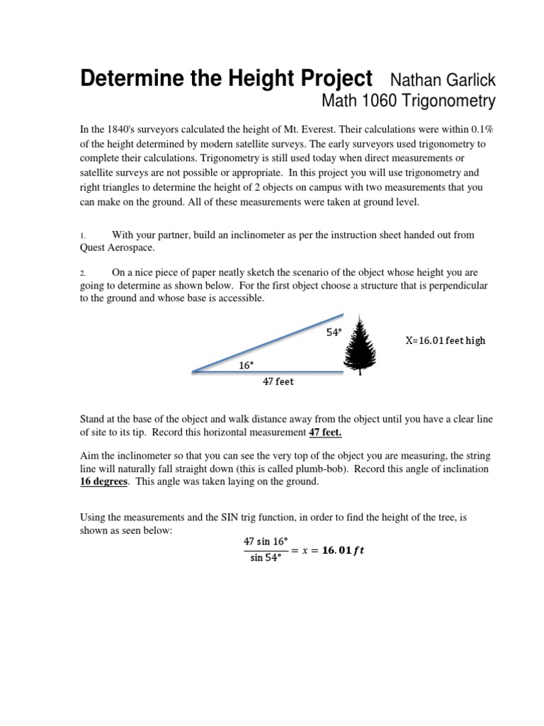 Determine The Height Project | PDF | Surveying | Trigonometry
