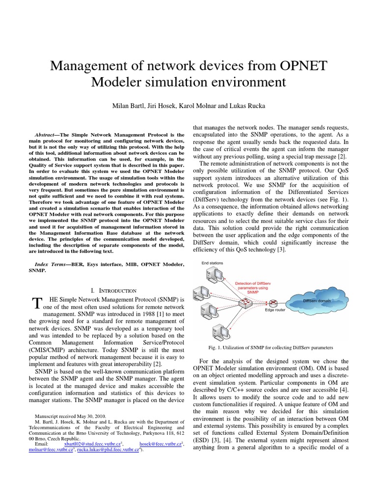 68-Management of Network Devices From Opnet Modeler Simulation Environment | PDF | Computer ...