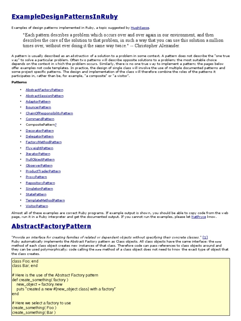 Design Patterns in Ruby | PDF | Class (Computer Programming) | Method ...