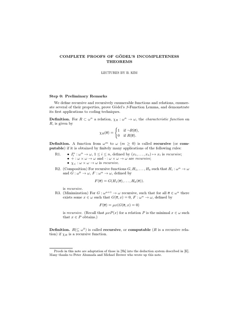 Goedel's Theorem of Incompleteness | PDF
