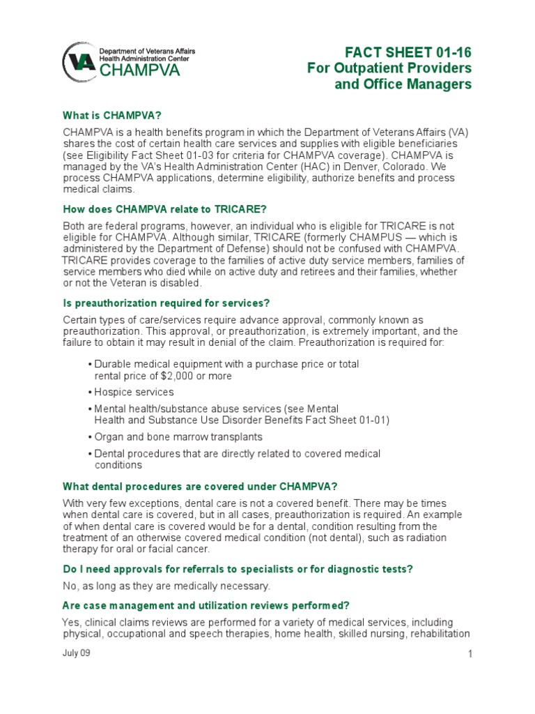 FACT SHEET 01-16 For Outpatient Providers and Office Managers | PDF ...