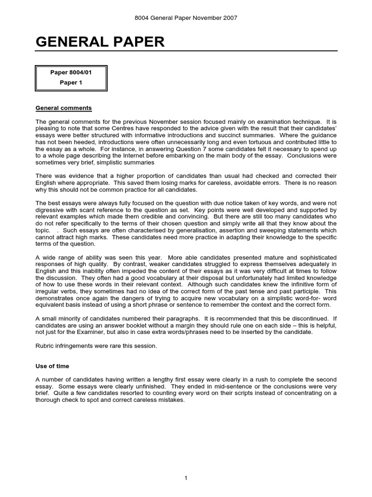 General Paper | Download Free PDF | Essays | Equal Opportunity