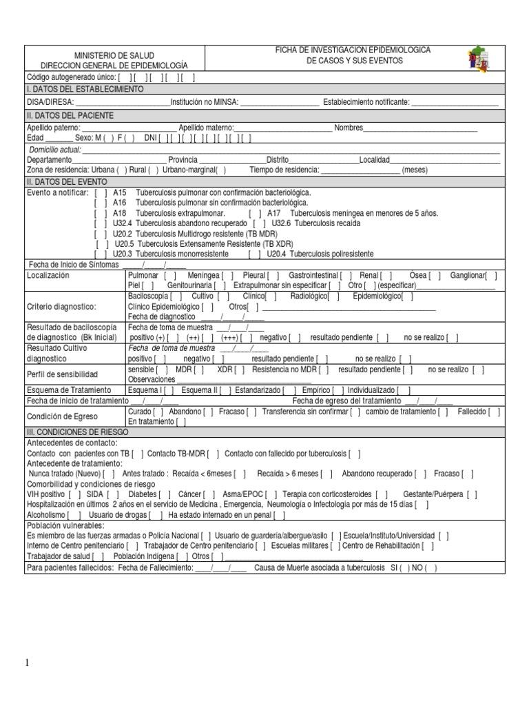 01 Ficha EpidemiologicaTBC | PDF | Tuberculosis | Rtt