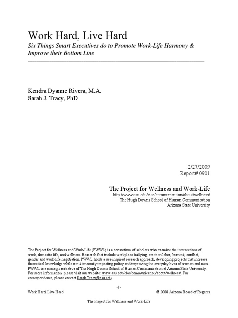 Work Hard, Live Hard | PDF | Work–Life Balance | Organizational Culture