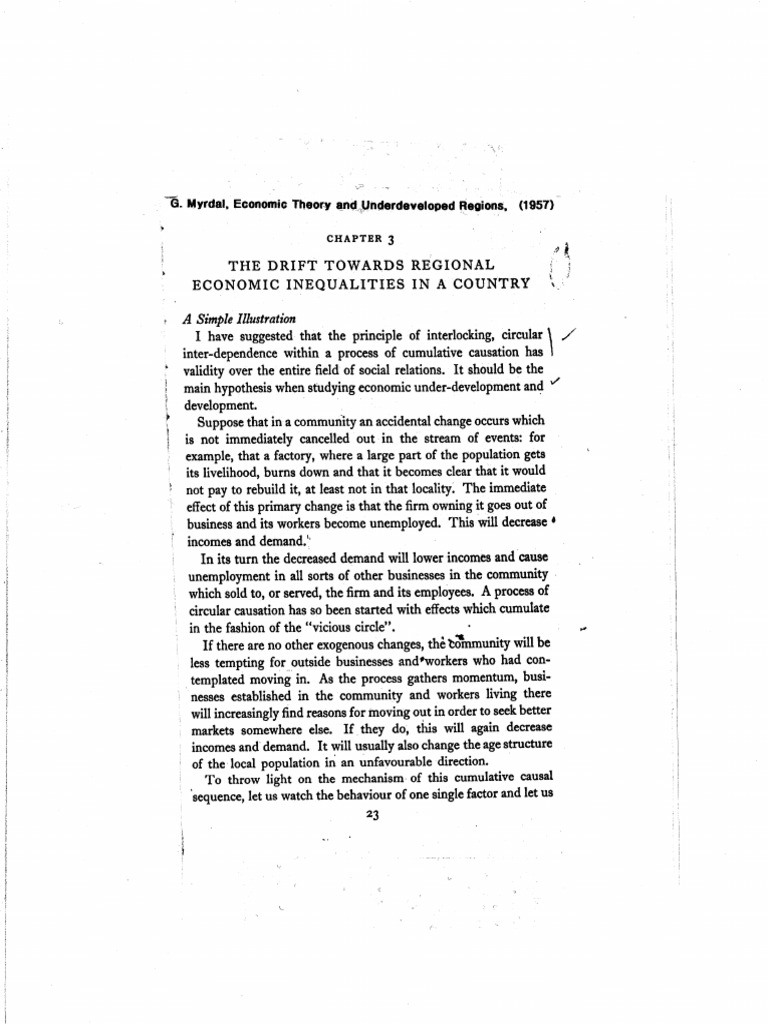 G. Myrdal, Economic Theory and Underdeveloped Regions | PDF