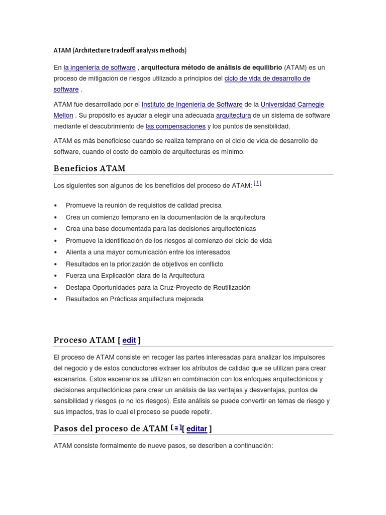 ATAM | PDF | Proceso de desarrollo de software | Software