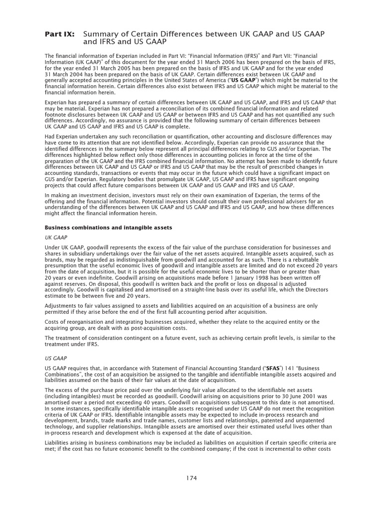 Part9summary of Certain Differences Between UK GAAP and US GAAP and ...