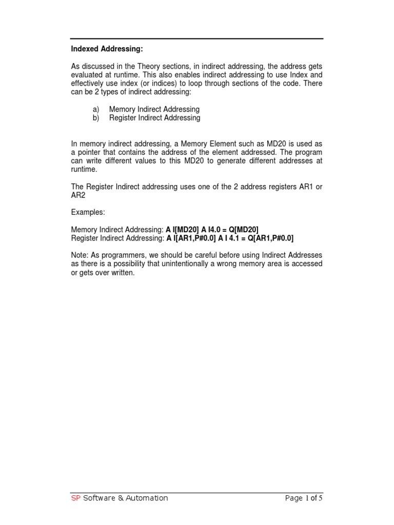 Exercise 7 Indirect Addressing Pdf Pdf Pointer Computer