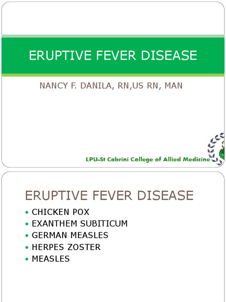Eruptive Fever Diseases Overview | PDF | Cutaneous Conditions | Measles
