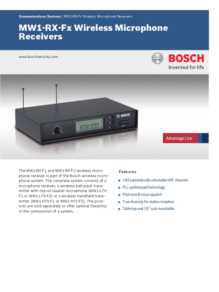 Bosch MW1-RX-F1 | PDF | Decibel | Antenna (Radio)