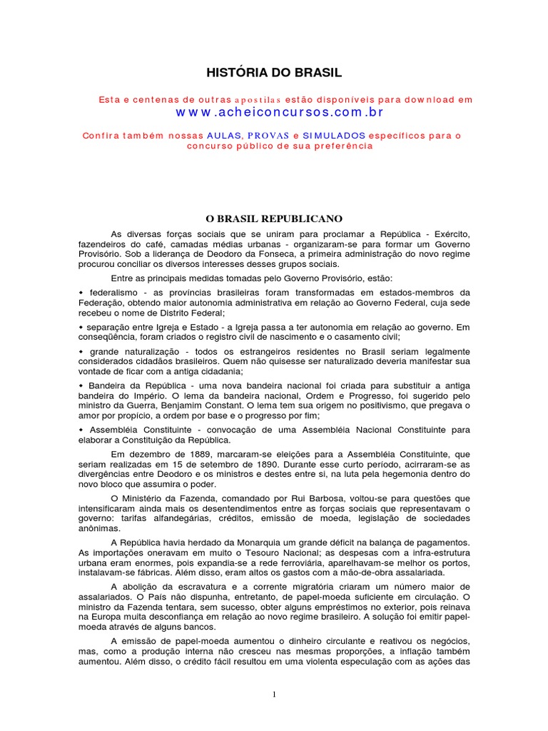 Apostila de História Do Brasil para Concursos Públicos | PDF | Brasil ...