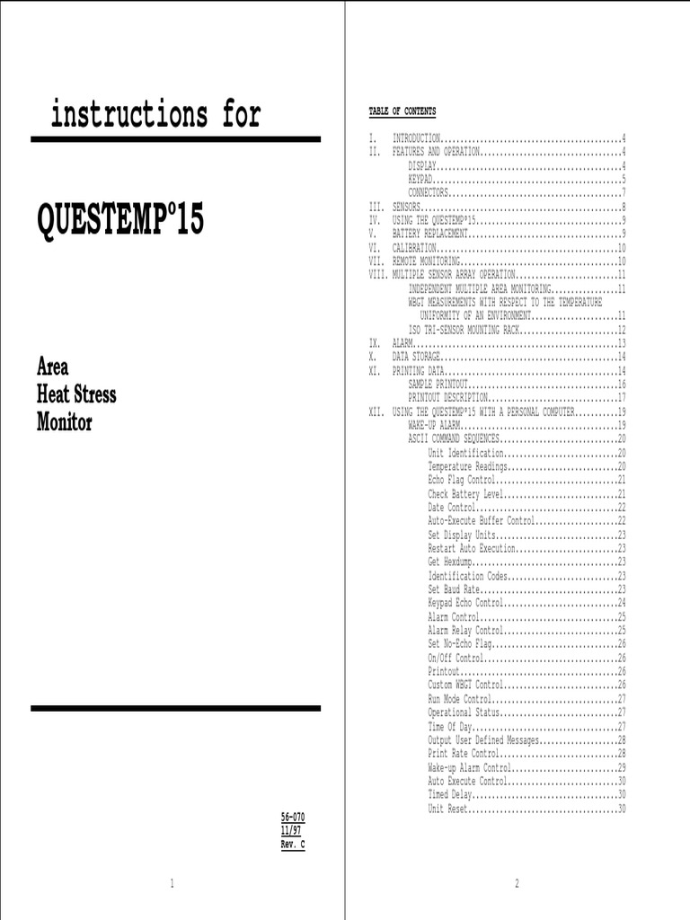 Quest Questemp 15 Area Heatstress Meter | PDF | Electrical Engineering ...
