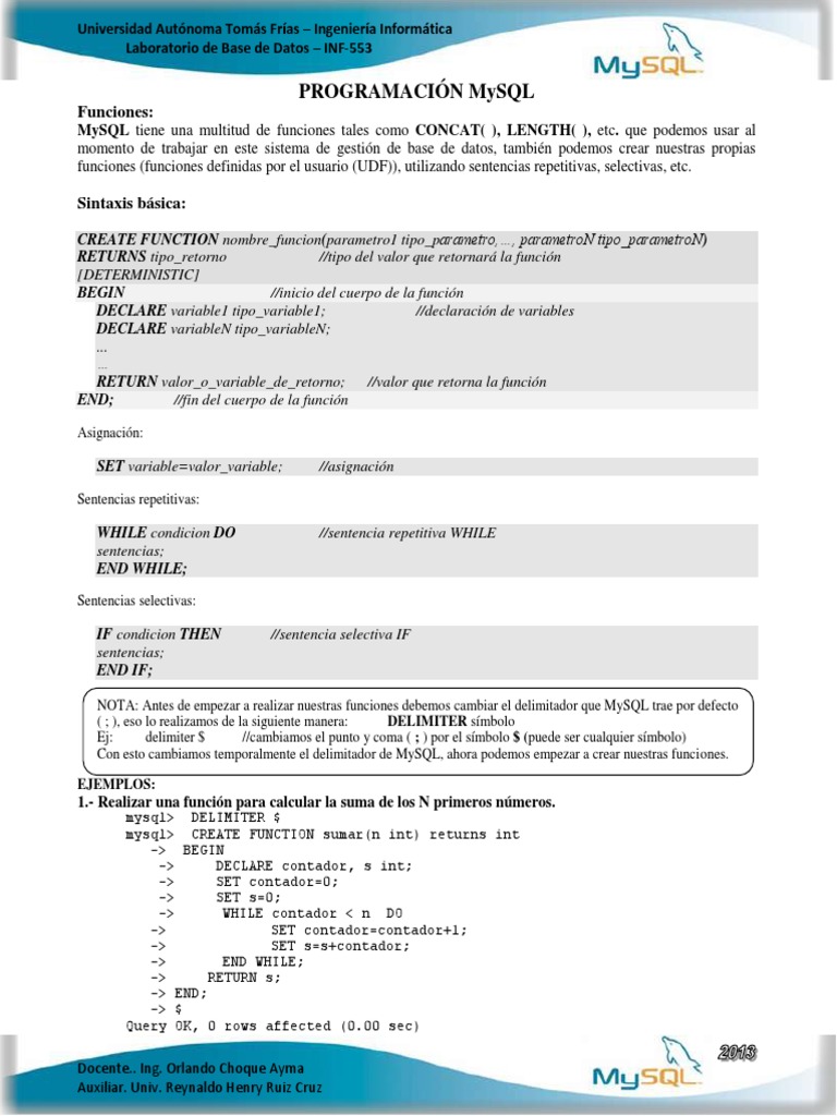 Programación Mysql PDF | PDF | Áreas de informática | Software