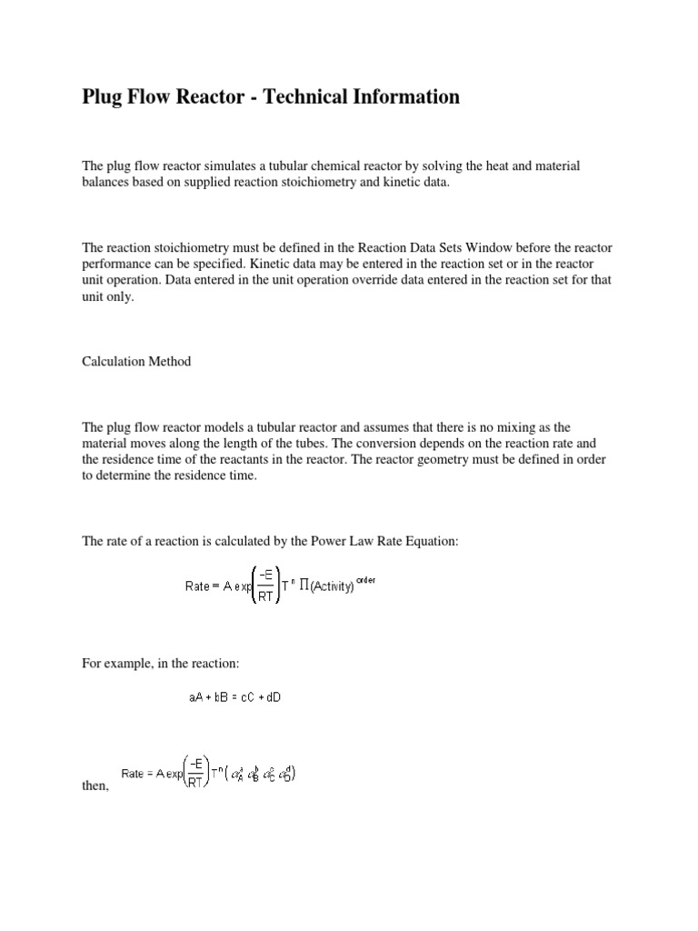 Plug Flow Reactor | PDF