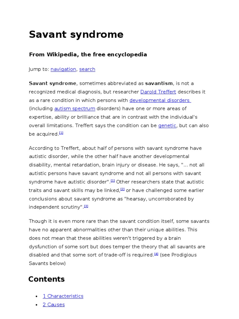 Savant Syndrome | Download Free PDF | Autism | Abnormal Psychology