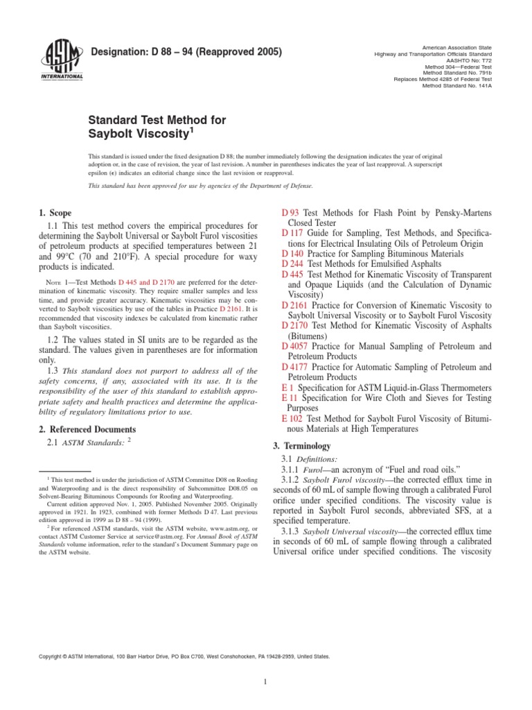 D88 Viscosidad Saybolt | PDF | Viscosity | Thermometer