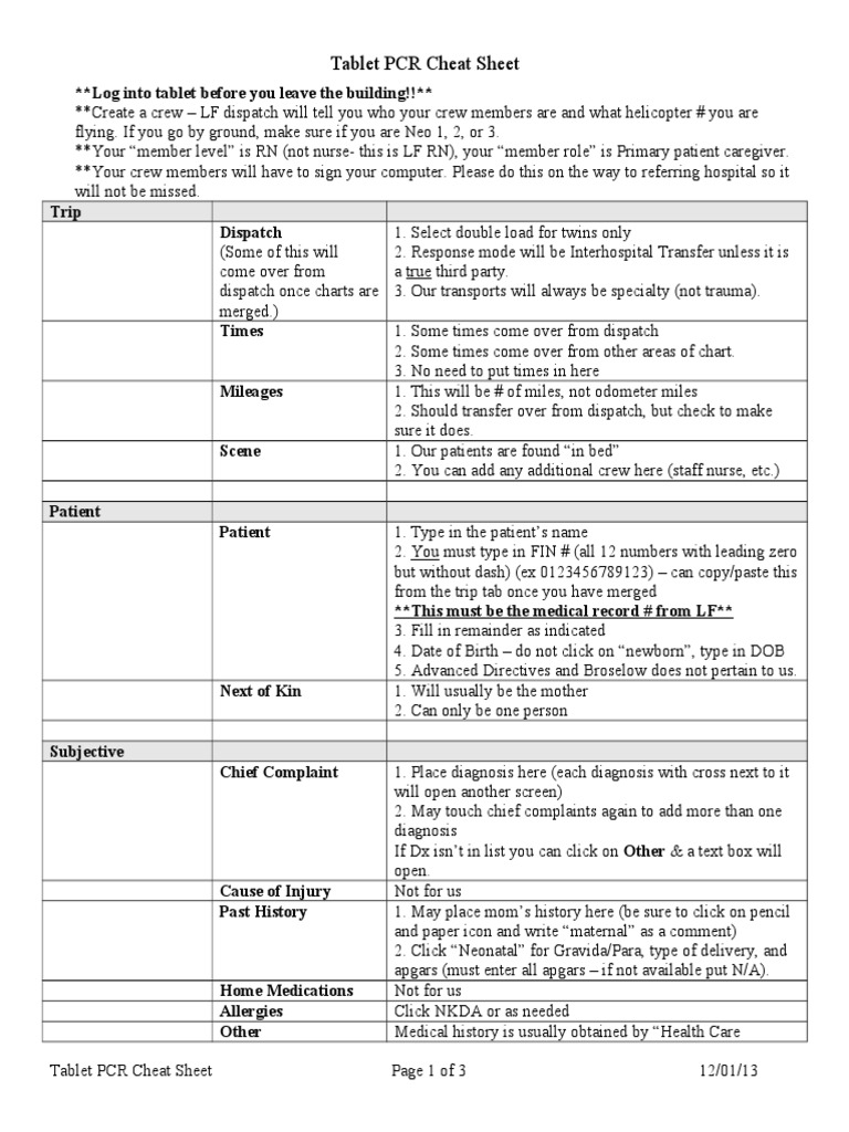 Tablet PCR Cheat Sheet | PDF | Health Sciences | Clinical Medicine