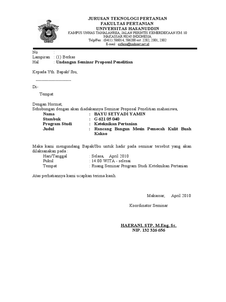 Contoh Surat Seminar | PDF