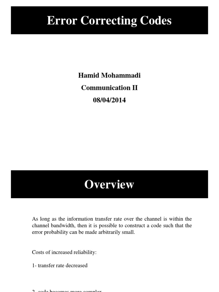 Error Correcting Codes Pdf Forward Error Correction Algorithms