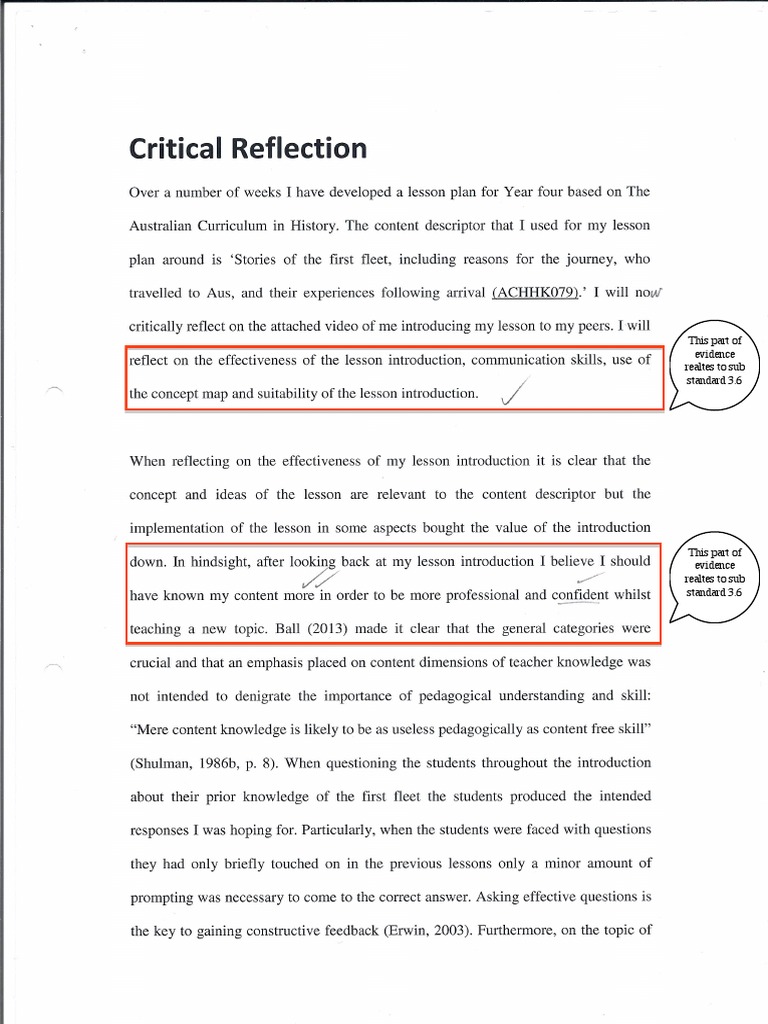 Critical Reflection of History Lesson | PDF