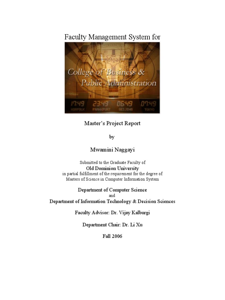 Faculty Management System For: Master's Project Report | PDF ...