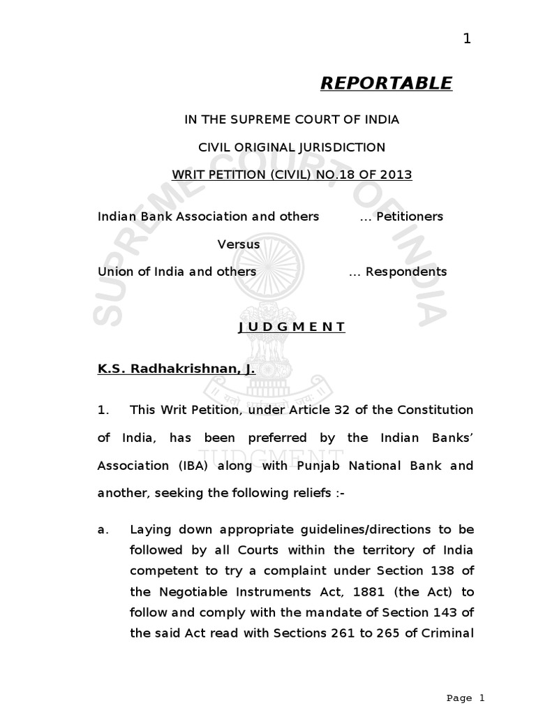 Supreme Court Issues Directions To Change Procedure in Cheque Bounce ...