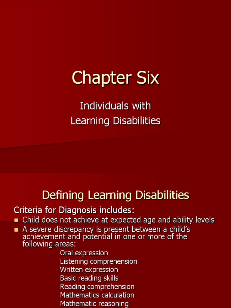 Chapter Six: Individuals With Learning Disabilities | PDF | Learning ...