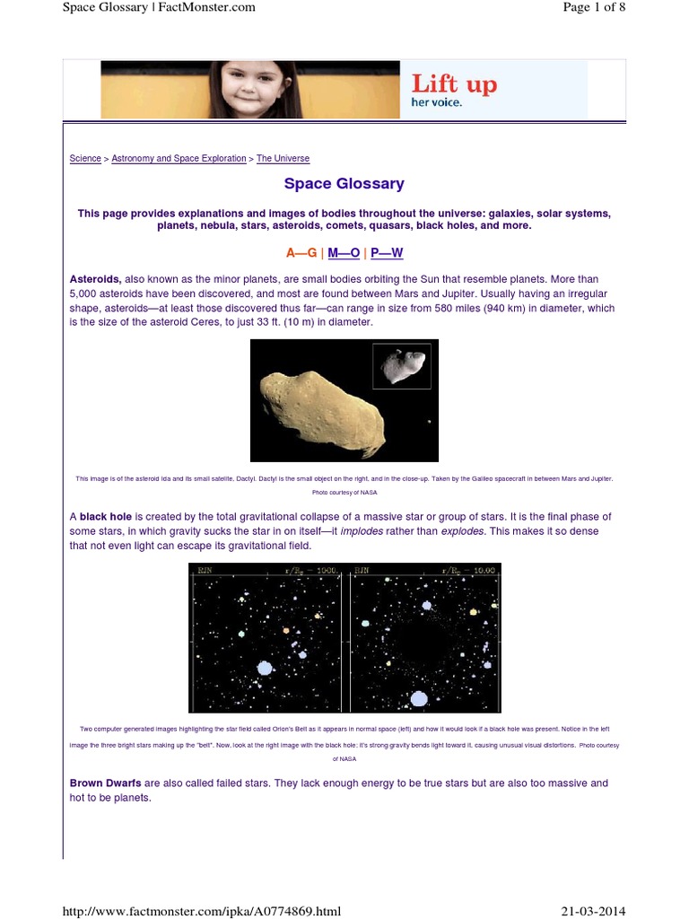 Space Glossary: M-O P-W | PDF | Stars | Sun