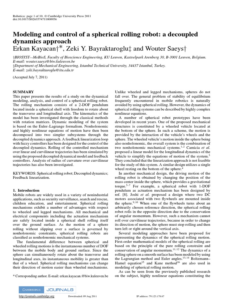 Modeling And Control Of A Spherical Rolling Robot A Decoupled Dynamics 1681